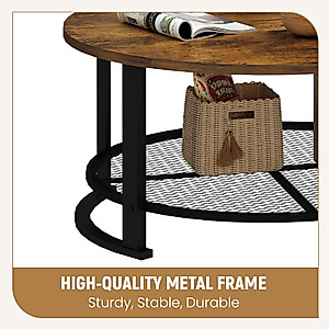 Recaceik Coffee Table Set, Coffee Table & Two End Side Table, Modern 3-Piece Living Room Table Set for Office, Living Room, Apartment, Small Space, Easy Assembly Furniture, Rustic Brown