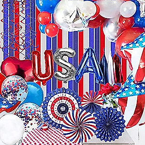 4th of July Crepe Paper, 8 Rolls Red Navy White and Blue Crepe Paper Streamers Tassels Streamer Paper for Patriotic Party Supplies, Decorations for Independence, Memorial, Veterans Day