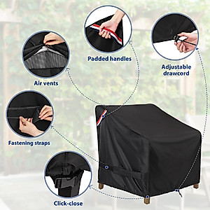 KylinLucky Patio Furniture Covers Waterproof for Chairs, Lawn Outdoor Chair Covers Fits up to 29 W x 30 D x36 H inches 2 Pack Black