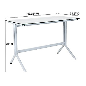Flash Furniture Winfield Collection Glass Computer Desk with White Metal Frame