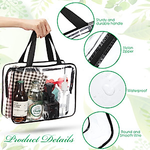 Reginary 10 Pack Large Clear Cosmetic Makeup Bag with Zipper and Handle Travel Toiletry Pouch PVC Plastic Zippered Toy