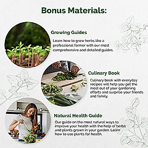 18 Culinary Herbs Seeds Variety Pack - Heirloom, NON-GMO, Herbs Seeds for Planting Outdoor and Indoor - Home Gardening. Over 5000+ seeds including Rosemary, Thyme, Oregano, Mint, Basil, Parsley & More