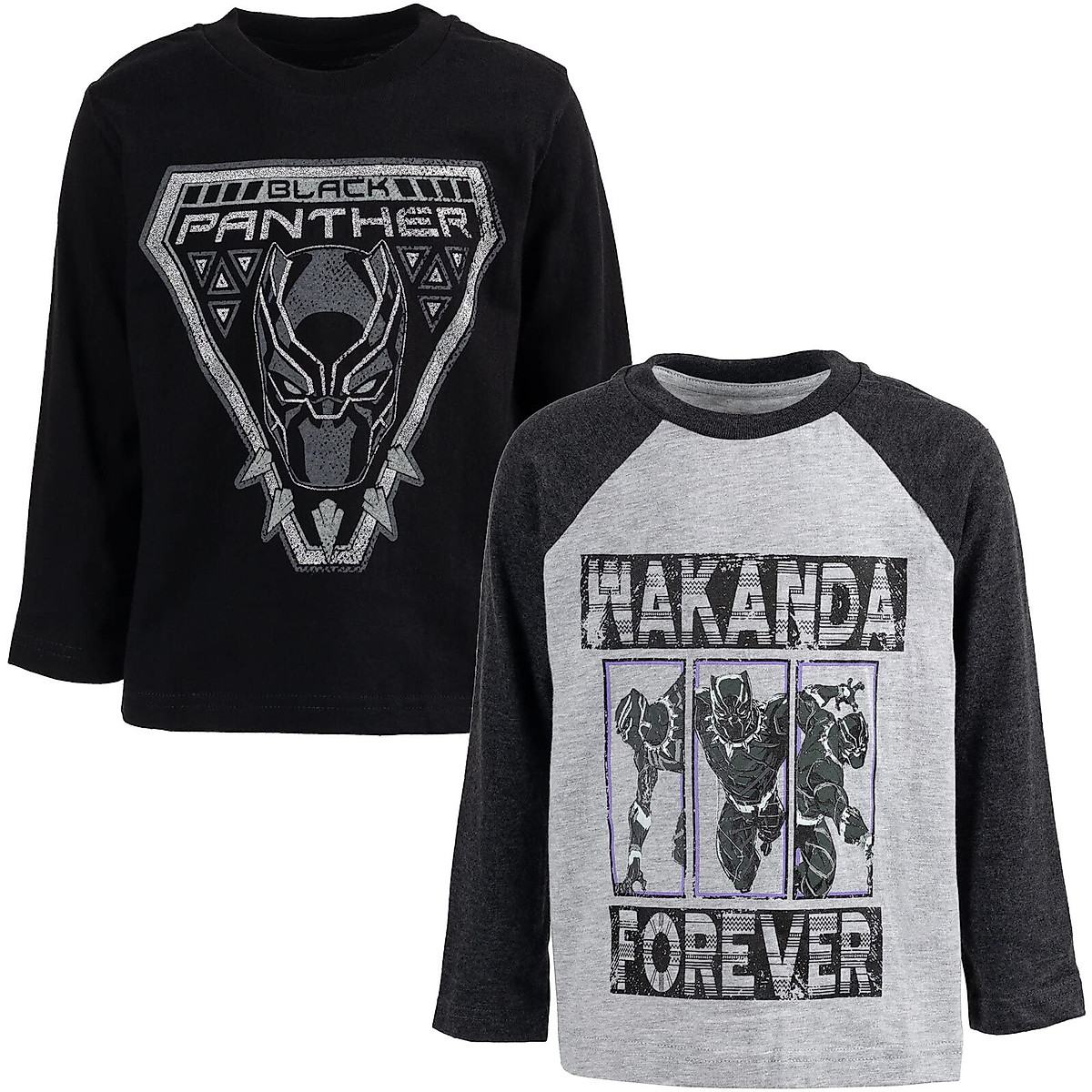 Marvel Avengers Black Panther Toddler Boys 2 Pack Long Sleeve Graphic T-Shirts Black Panther 5T