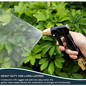 ESOW Garden Hose Nozzle, 100% Heavy Duty Metal Spray Gun with Full Brass Nozzle, High Pressure Watering Nozzle, Adjustable Spray Water Flow for Watering Plants, Showering Pet, Washing Car, Cleaning