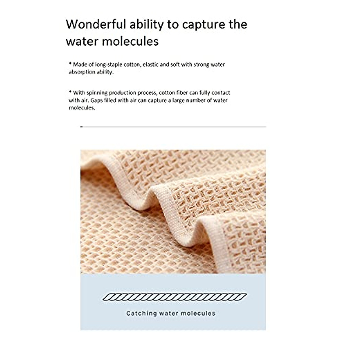 Luke's Gift Japanese Style Waffle Weave Hand Towel, 100% Long Staple Cotton, 28" x 13", Microfiber Drying (Light Brown)