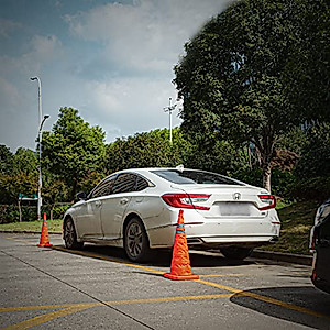 Cartman 4 Pack 28 Inch Collapsible Traffic Cones with LED Light, Multi Purpose Pop up Reflective Safety Cones, Pack of 4, Battery Included