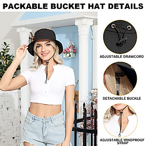 Womens Packable Waterproof Bucket Hat Men UV Protection Sun Hat, Black