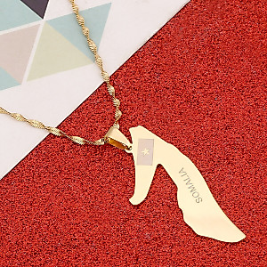 Somalia Map Flag Gold Color Necklace Gold Color Jewelry Soomaaliya Jewelry