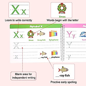 Handwriting Practice Book for kids, 40 Pages Toddlers Preschool Learning Activity Autism Educational Montessori Toys Learn Number Letters Shapes Animal & Sight Words Workbook with 8 Dry Erase Markers