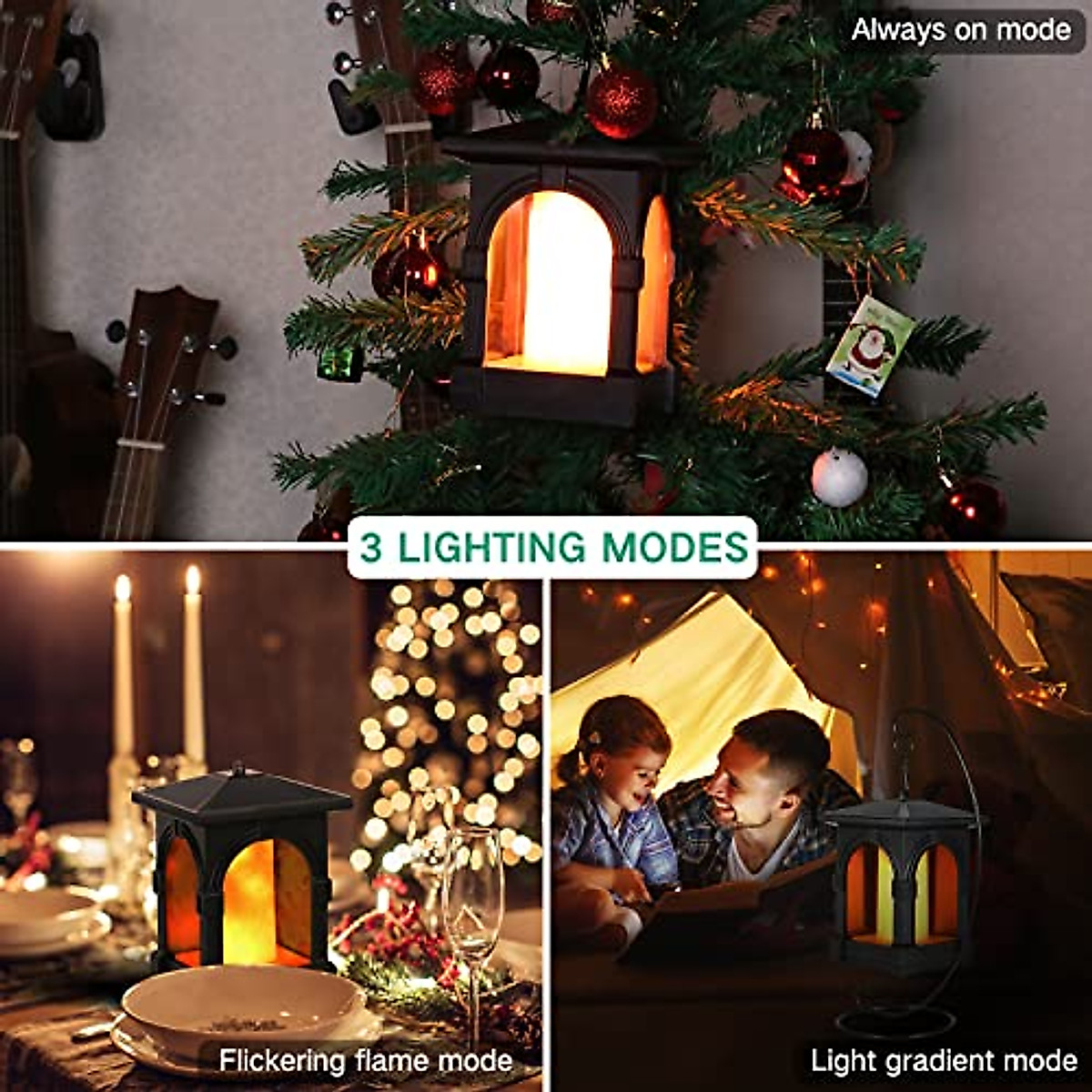 Merkisa Solar Lantern, IP65 Waterproof Solar Lights Outdoor Decorative with Assembly Accessories, 3 Light Modes Solar Powered Outdoor Lights for Patio, Garden, Yard and Table (2 Pack)