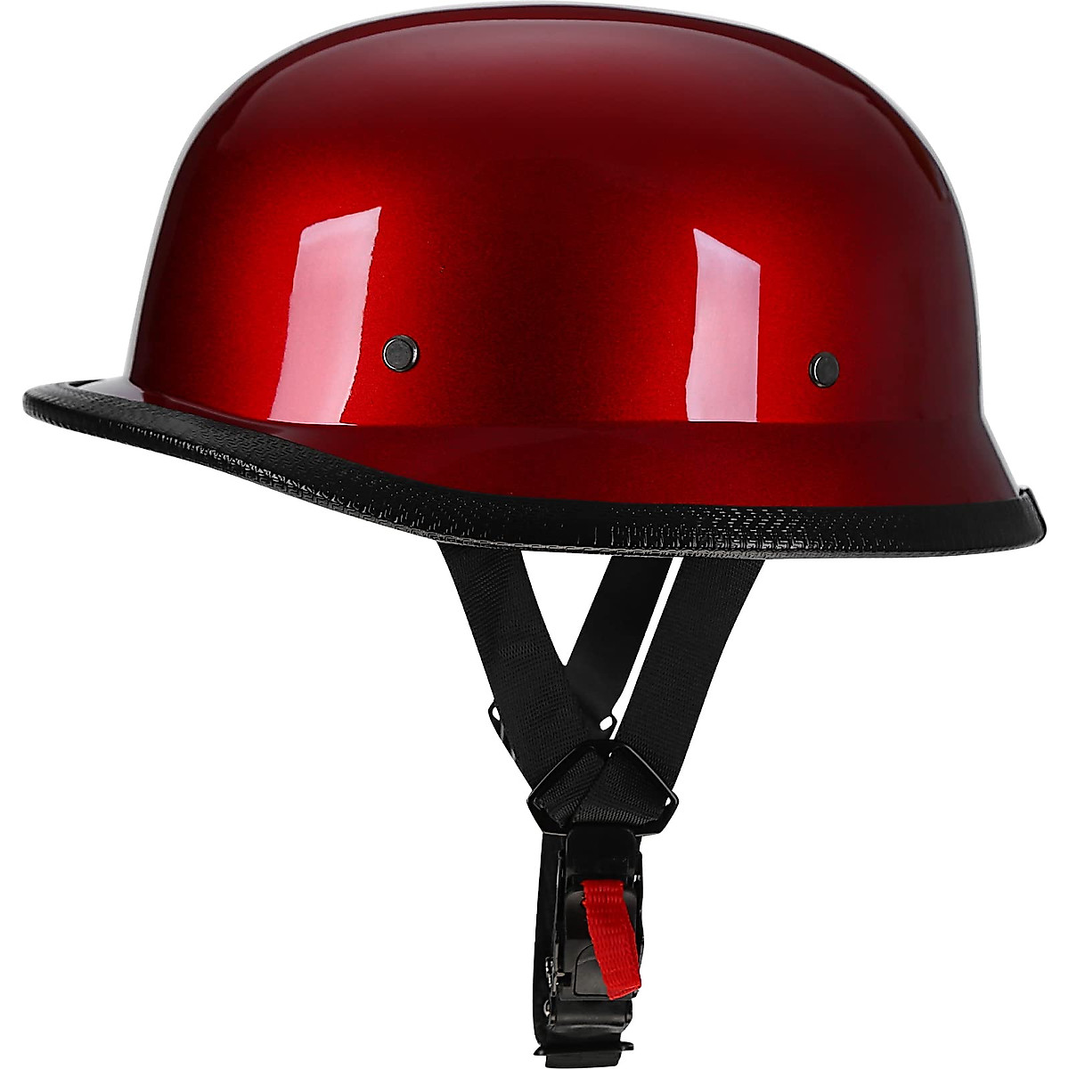 Yesmotor Helmet Half Shell German Motorcycle Helmet with Cycling Glasses - DOT Approved (Medium, Red & Black Goggles)