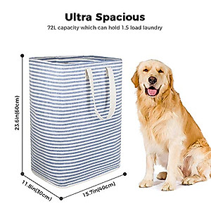 Lifewit 72L Freestanding Laundry Hamper Collapsible Large Clothes Basket with Easy Carry Extended Handles for Clothes Toys, Grey and Blue