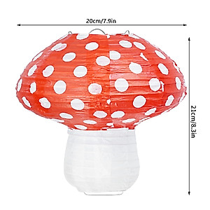 3pcs Mushroom Shaped Paper Lanterns 3D Foldable Hanging Lanterns Halloween Ornament Backdrop for Jungle Wonderland Theme Birthday Wedding Party Fairy Baby Shower Garden Decor (Red, 7.9 inch)