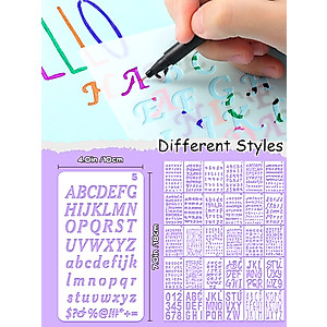 30 Pieces Letter Stencils for Painting 4 x 7 Inch Alphabet Journal Stencils Reusable Plastic Letter and Numbers Stencils Font Templates for Journal Notebook, Diary, Scrapbook Decor Supplies