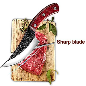 Balaweis Chef Knife 5 inch Professional Kitchen Boning Knife Sharp Blade Cutting Cooking Stainless Steel Knife Handmade Forged Hammered kitchen Knife Outdoor BBQ Portable travel Meat Cleaver