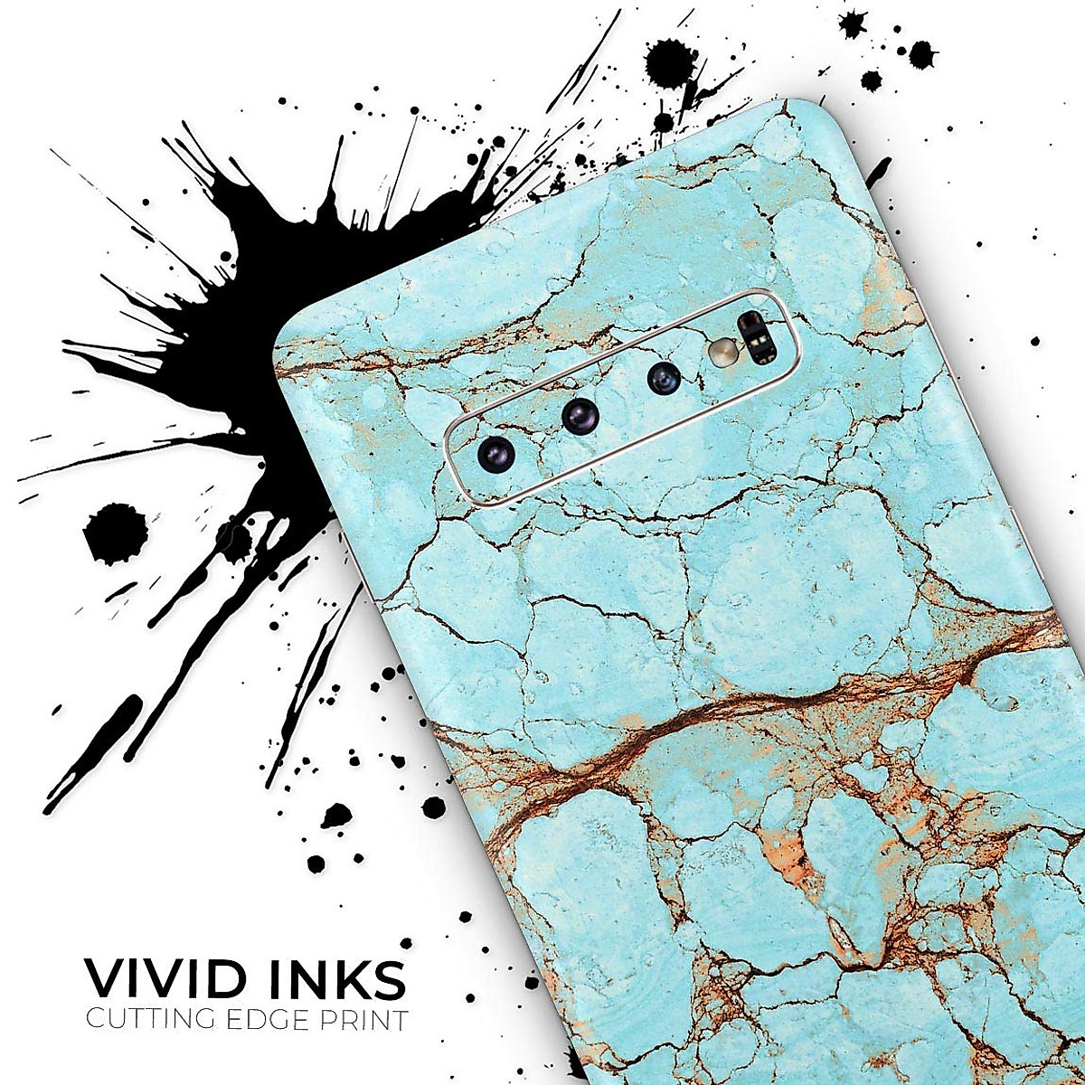 DesignSkinz Cracked Teal Stone Protective Vinyl Decal Wrap Skin Cover Compatible with The Samsung Galaxy S20 (Screen Trim & Back Glass Skin)
