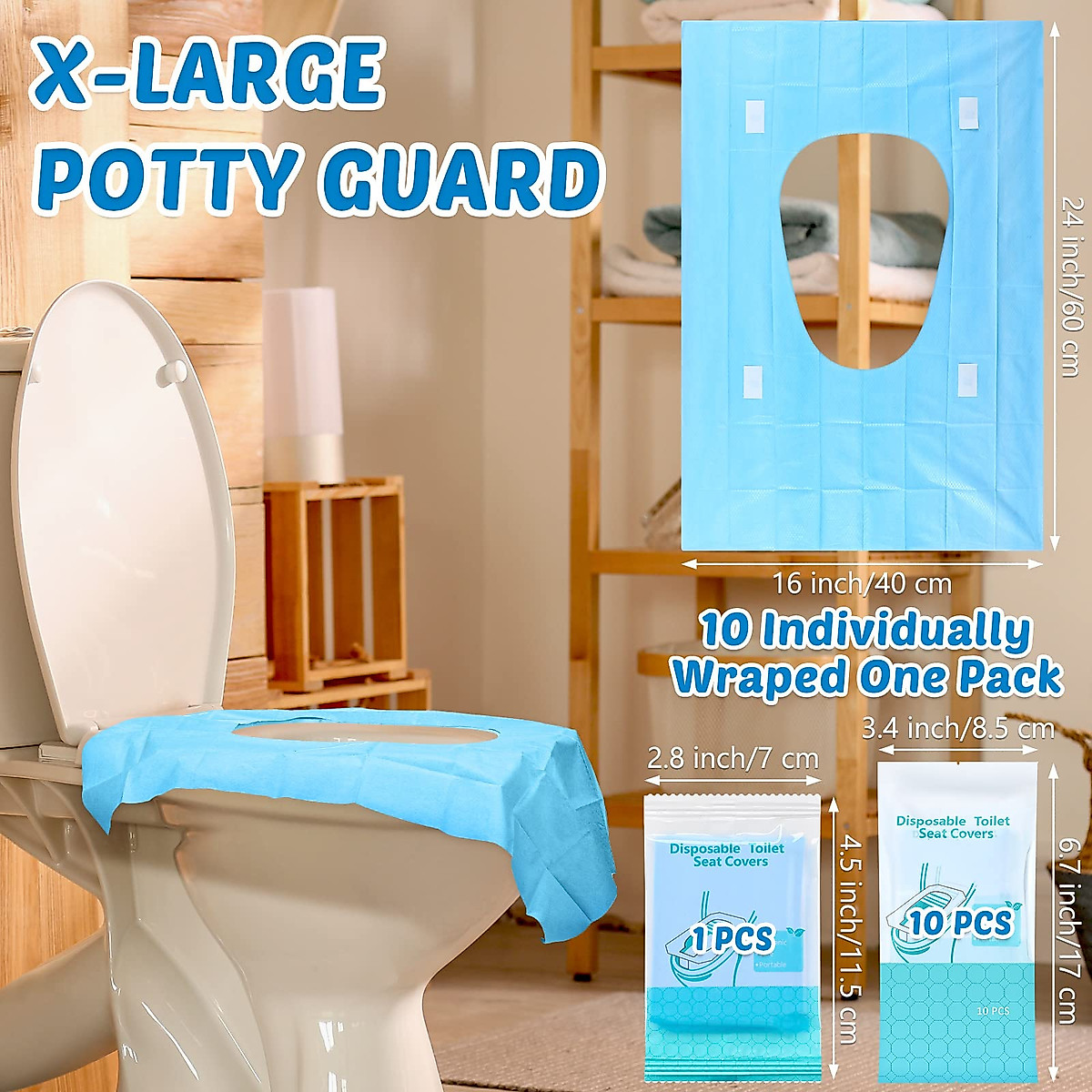 200 Pack Toilet Seat Covers Disposable Extra Large Individually Wrapped Toilet Seat Cover for Adults and Kids Potty Training Waterproof Travel Toilet Seats Mats for Kids Adults Public Bathroom