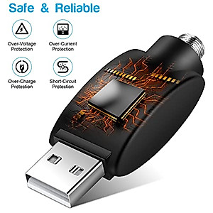 TINAREKA USB Thread Cable, USB Pen Charger Thread Portable Charge USB Cable with Intelligent Overcharge Protection LED Indicator-Wireless Charger x 2, Cable Charger x 1