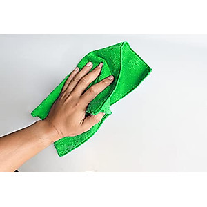 Microworks 2502-GREEN-DZ Microfiber Towel, 16" x 16", Green (Pack of 12)