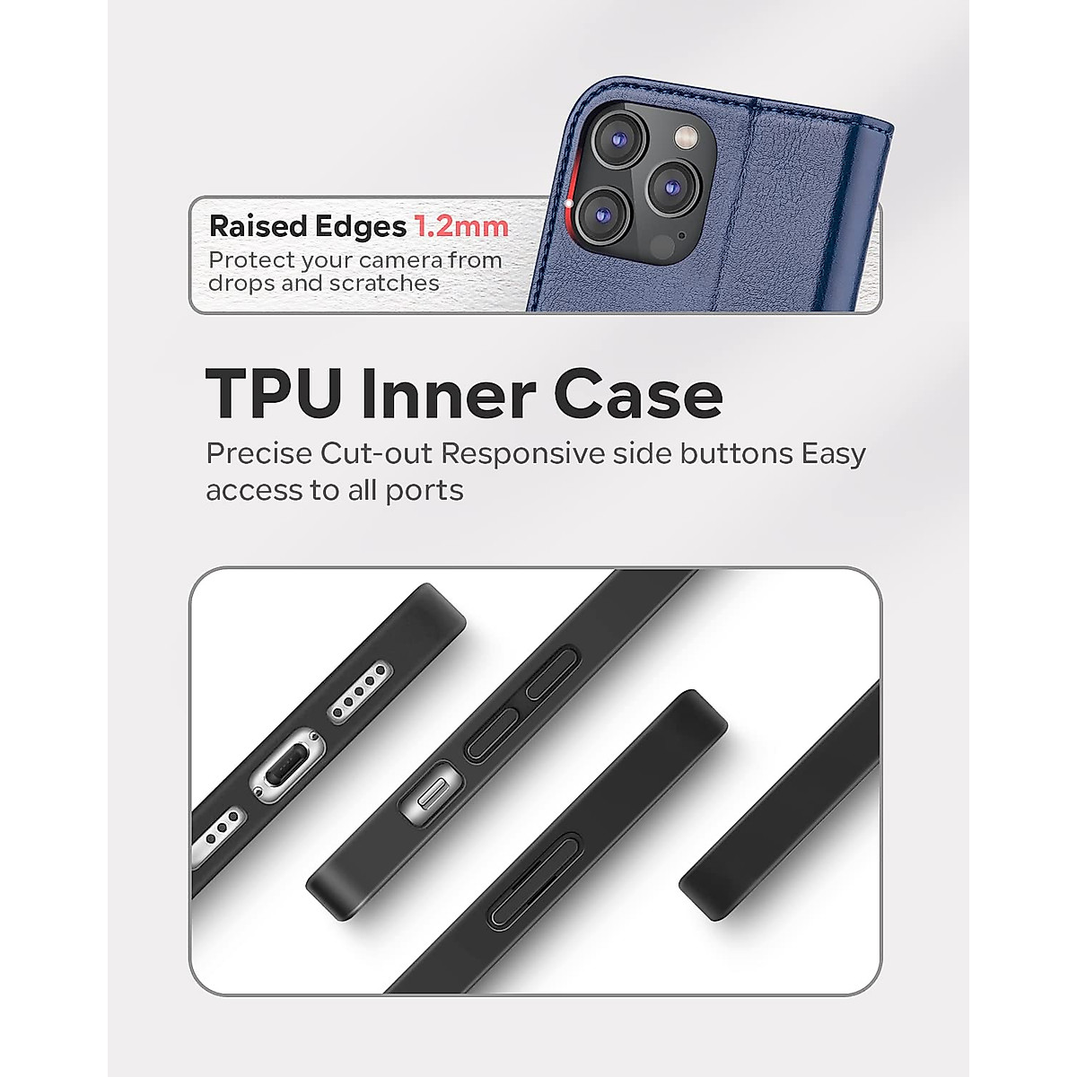 OCASE Compatible with iPhone 14 Pro Max Wallet Case, PU Leather Flip Folio Case with Card Holders RFID Blocking Stand [Shockproof TPU Inner Shell] Phone Cover 6.7 Inch 2022（Blue）