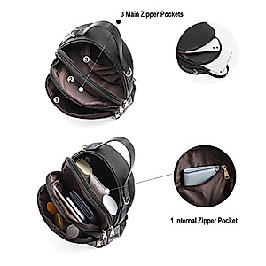 CLUCI Small Backpack for Women Leather Women's Black Backpack Purse Handbags Mini Fashion Lady Travel Backpack Convertible Bookbag