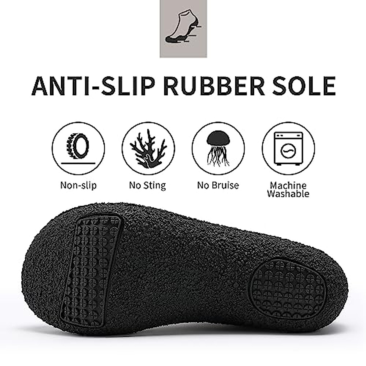 LUSWIN Mens Womens Barefoot Sock Shoes Minimalist Zero Drop Walking Shoes Comfortable Lightweight Ultra Portable Non Slip Multi-Purpose Fitness Workout Yoga Shoes Black