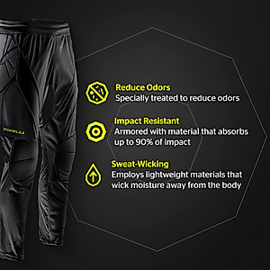 Storelli ExoShield Goalkeeper Pants | Full-Length Padded Soccer Pants | Premium Hip and Knee Protection (Small, Standard, Black)