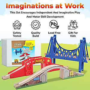 On Track USA Bridge Accessory Train Set: Suspension, Overpass and Arch Bridge Set Compatible with All Major Toy Trains Railway Expansion Accessories, Toy Train Track Accessory