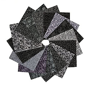 AbsoluteBestChoice 18 Strips Tone-on-Tone Black Fabric Jelly Roll 2.5 inch pre-Cut 100% Cotton Fabric Quilting Strips