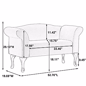 ZSEDP 2 Seat Sofa, Couch Lounge Bed with Wooden Legs, Upholstered Linen Fabric Loveseat Sofa & Armrest Chair for Bedroom