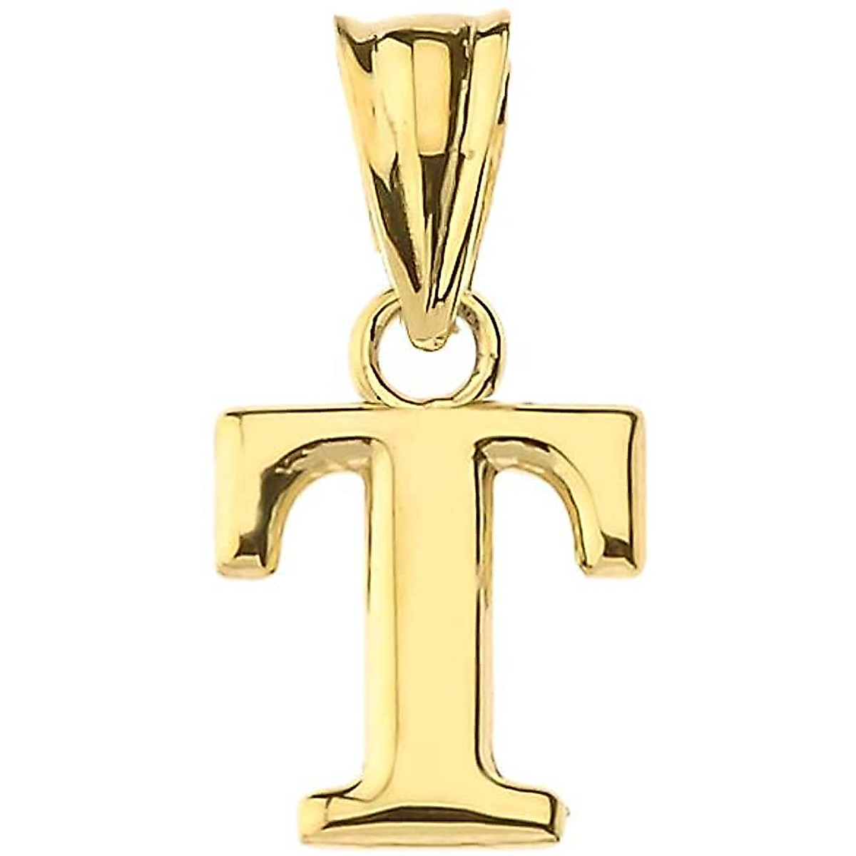 10K Yellow Gold Fine Mini Dangling Initial A-Z Charm 1/2" Pendant - Letter T