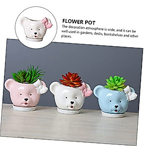 Asakkura 1pc Holder Bear-Shaped Planter Lovely Vase Mini Small Pot Creative Decorative Center Pottery Animals for Outdoor Bonsai Gardening Funny Cartoon Home Poholder Farmhouse Cute
