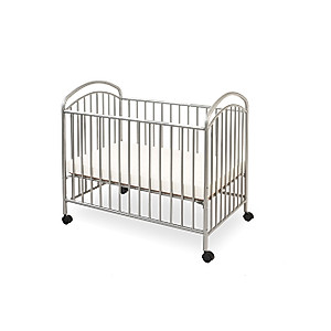 LA Baby Classic Arched Compact Size Metal Non-Folding Crib, White