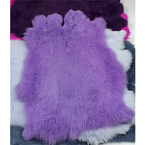 1x Skin of Rabbit Fur Scrap Dyed Tanned Rabbit Fur Hide - 10" by 12" Rabbit Pelt with Sewing Quality Leather (Light Purple)