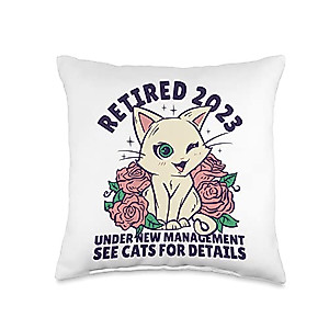 Retirement Cat Lover Gifts For Women 2023 2023 Cute Funny Retirement Women Pet Cats Lover Throw Pillow, 16x16, Multicolor
