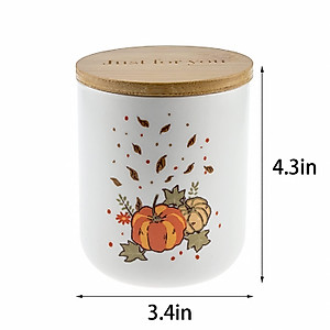 Lihome Hello Fall Candles - Fall Decorations for Home, Fall Gifts Pumpkin, Candles for Home Scented, Handmade Ceramic Jar 11.5oz Natural Soy Wax (Apple Cinnamon)