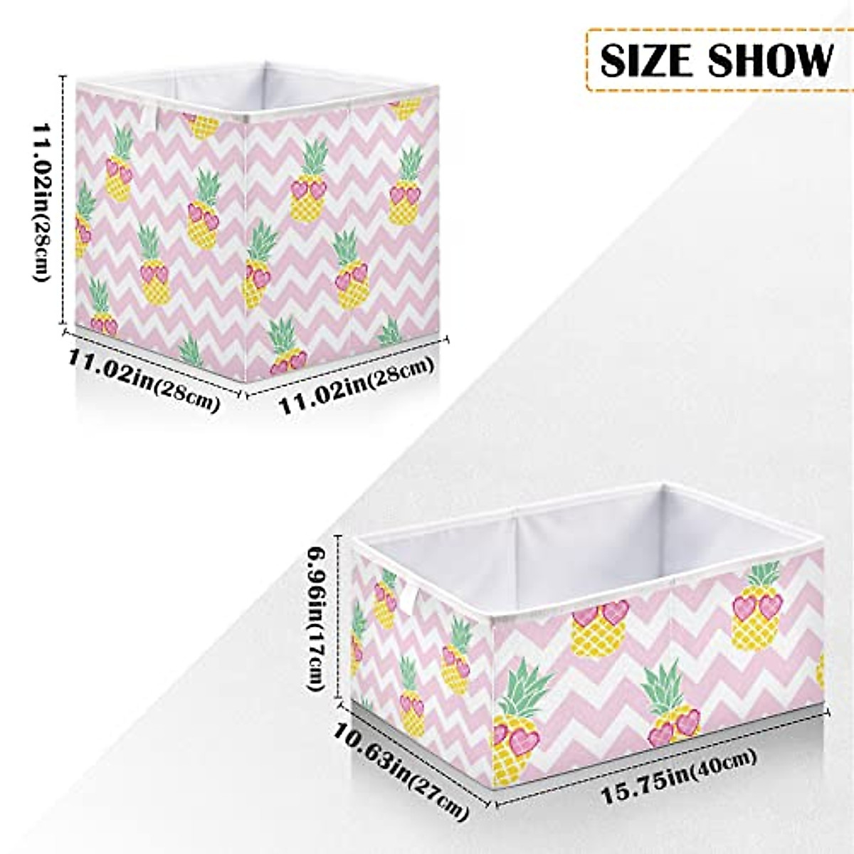 RunningBear Pineapples Fruit Summer Storage Basket Storage Bin Square Collapsible Toy Boxs Decorative Storage Boxes Organizer for Home Office