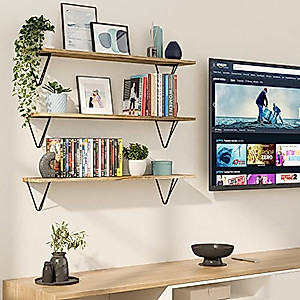 Wallniture Colmar Floating Shelves for Living Room Decor, 36"x6" Long Wall Shelf Kitchen Organization, Office Bookshelf, Storage Shelves for Bathroom Decor, Set of 3, Burnt