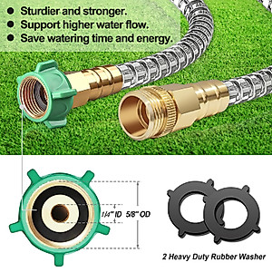 Metal Garden Hose 100FT, Stainless Steel Heavy Duty Water Hose with Brass Nozzle, Sturdy and Lightweight, No Kink & Tangle, Easy to Use & Store, Suitable for Yard and Lawn
