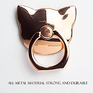 [2 Packs] Cat Glossy Cell Phone Ring Holder Stand, 360 Degree Rotation Finger Ring Kickstand with Polished Metal Phone Grip for Magnetic Car Mount, Smartphone Accessories