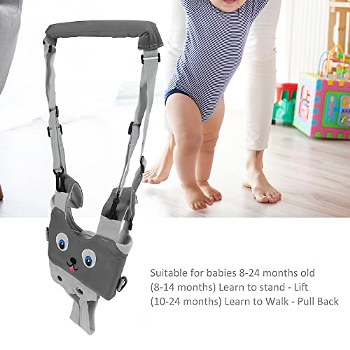 Jiawu Baby Walking Harness, Baby Walker, Handheld Kids Toddler Walking Harness Helper Assistant Protective Belt, Adjustable Standing Up Walking Learning Helper for Toddler 8 to 24 Month Old(#1)