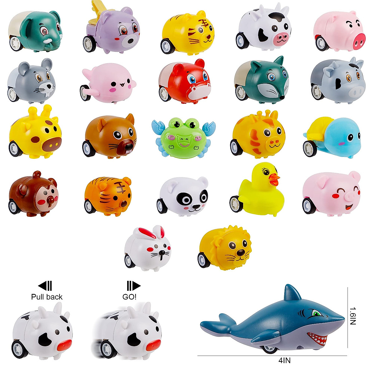 Juegoal Cars Advent Calendar 2023 for Kids, Animal Stocking Stuffer Toy Cars with 24 Different Pull Back Animals Vehicles Surprise Every Day, Race Cars Perfect for Toddler, Boys and Girls