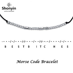 Shonyin Morse Code Bracelet Best Friend Bracelet Set Friendship Galentines Day Jewelry Gift For 2 Sister Teen Women Men