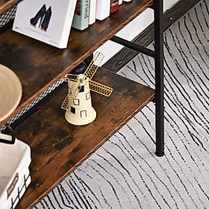 HOMCOM 3-Tier Console Table Industrial Style Storage Metal Wooden Shelf with a Robust Multi-Functional Design & Adjustable Feet, Black