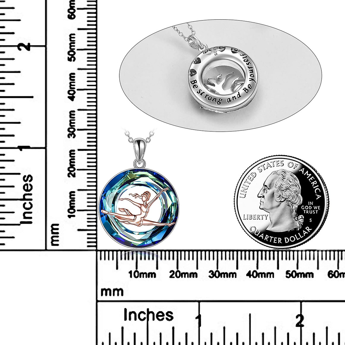 POPLYKE Ballerina Necklace Gifts Sterling Silver Dance Pendant with Circle Bklue Crystal Jewelry for Women Dancer (silver-Ballerina Circle Crystal Necklace)