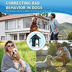Durable Anti Barking Device, Dog Barking Deterrent with 4 Adjustable Sensitivity & Frequency, Training Tools Up to 50 Ft Range, Outdoor and Weatherproof Birdhouse Dog Barking Control Devices