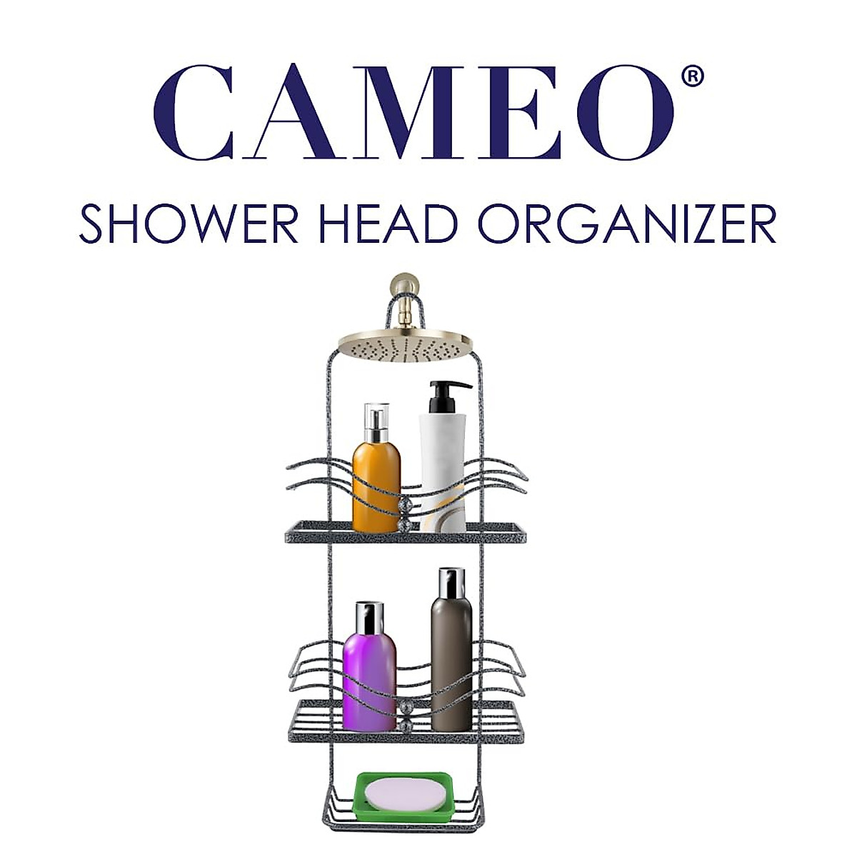 TRIO HOME Hanging Shower Caddy, Shower Caddy Over Showerhead No Blocking to Shower Head, Rustproof Shower Organizer, Shampoo Soap Holder, Bathroom Large Hanging Shower Caddy - Speckled Black