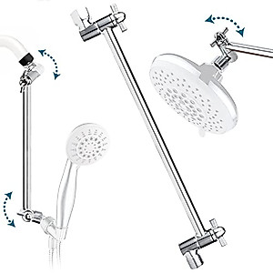 12 Inch Solid Brass Adjustable Shower Head Extension Arm Flexible Height & Angle Shower Arm Extender with Lock Joints, Universal Connection Extra Long Shower Extension Arm, Chrome Finish