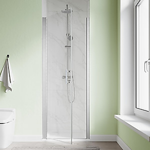 SL4U Pivot Shower Door, 28" W x 72" H, 1/4" Tempered Glass Shower Door, Pivot Swing Shower Glass Door, Easy to Clean, Brushed Nickel Finish