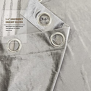 BULBUL Silver Grey Curtains 84 inch Length- Living Room Velvet Blackout Window Drapes Thermal Insulated Room Darkening Decor Grommet Curtains for Bedroom Set of 2 Panels